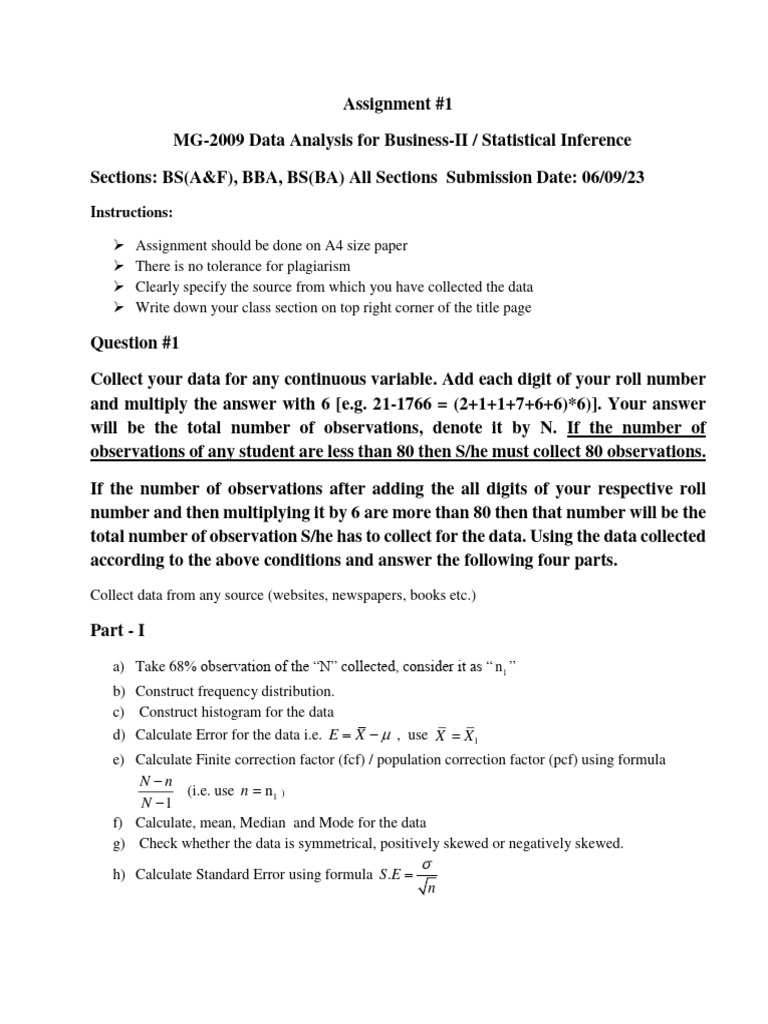 Assignment #1 Data Analysis For Business - II | PDF | Skewness | Mode (Statistics)