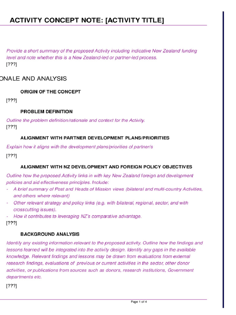 Activity Concept Note Example | PDF