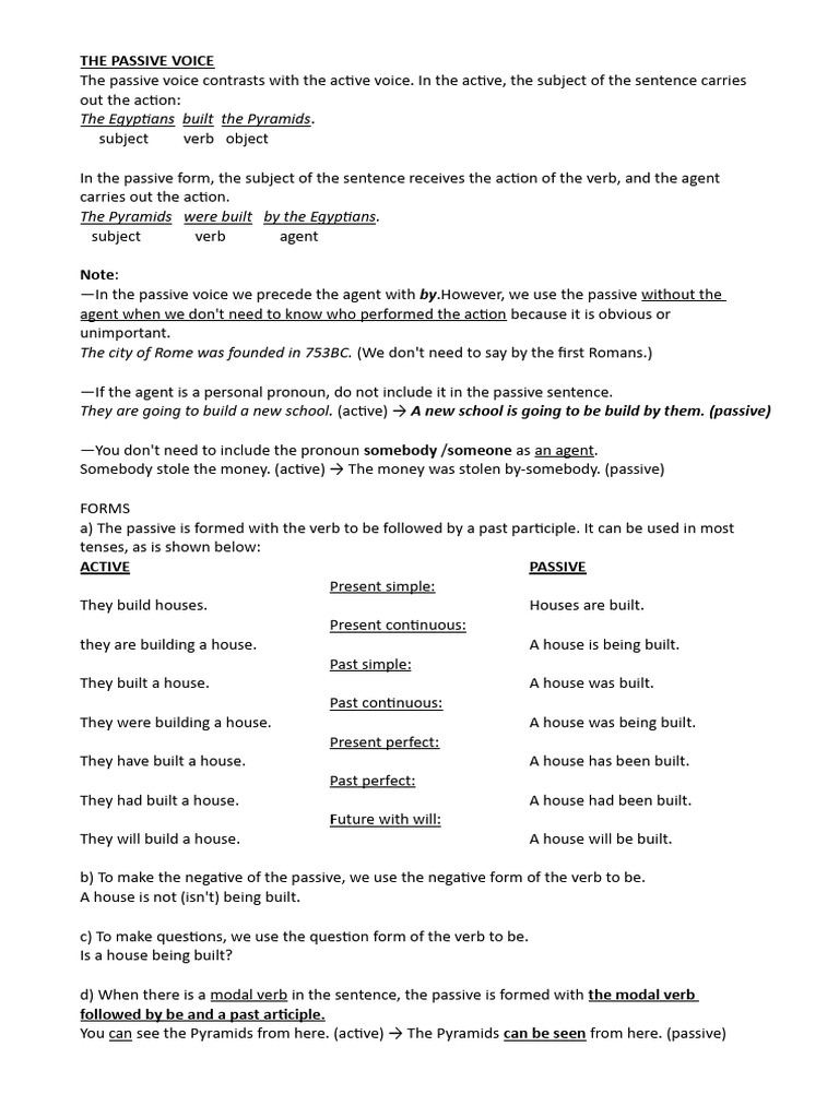 5.passive Voice 3ESO | PDF | Verb | Subject (Grammar)