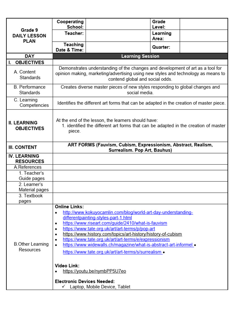 Simplified Lesson Plan | PDF | Abstract Art | Paintings