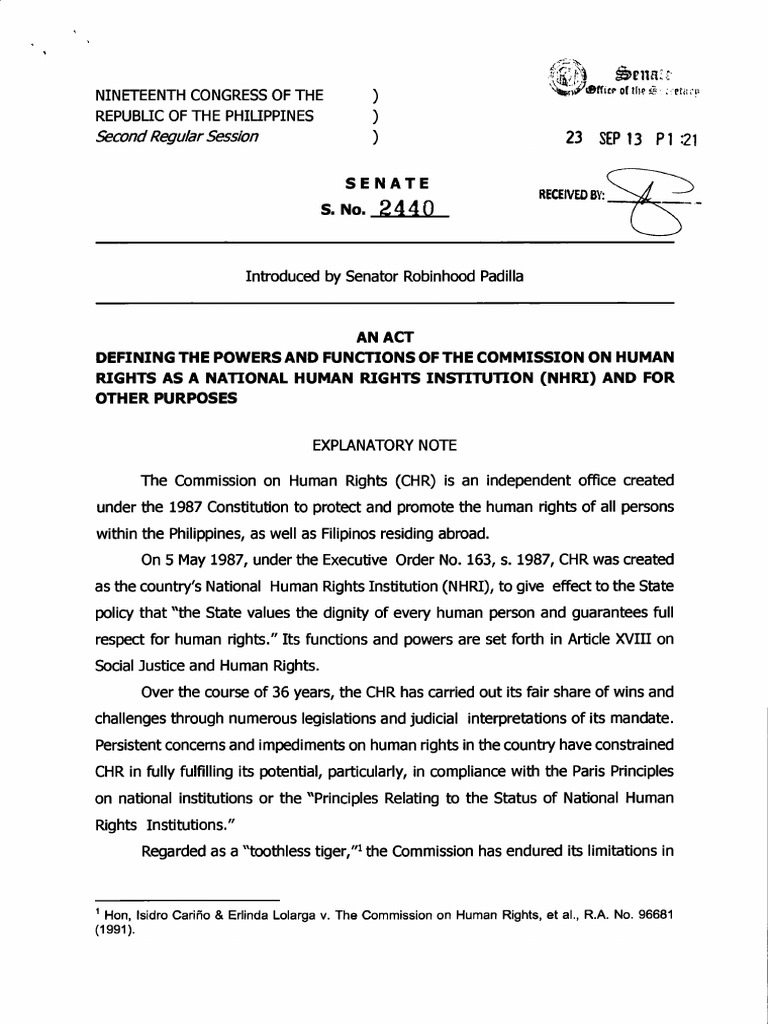 Senate Bill 2440 by Senator Robin Padilla | PDF | Human Rights | Habeas ...