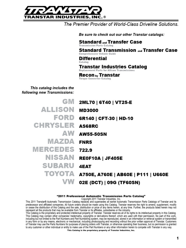 Catalogo Transtar | PDF | Mechanical Engineering | Vehicle Industry