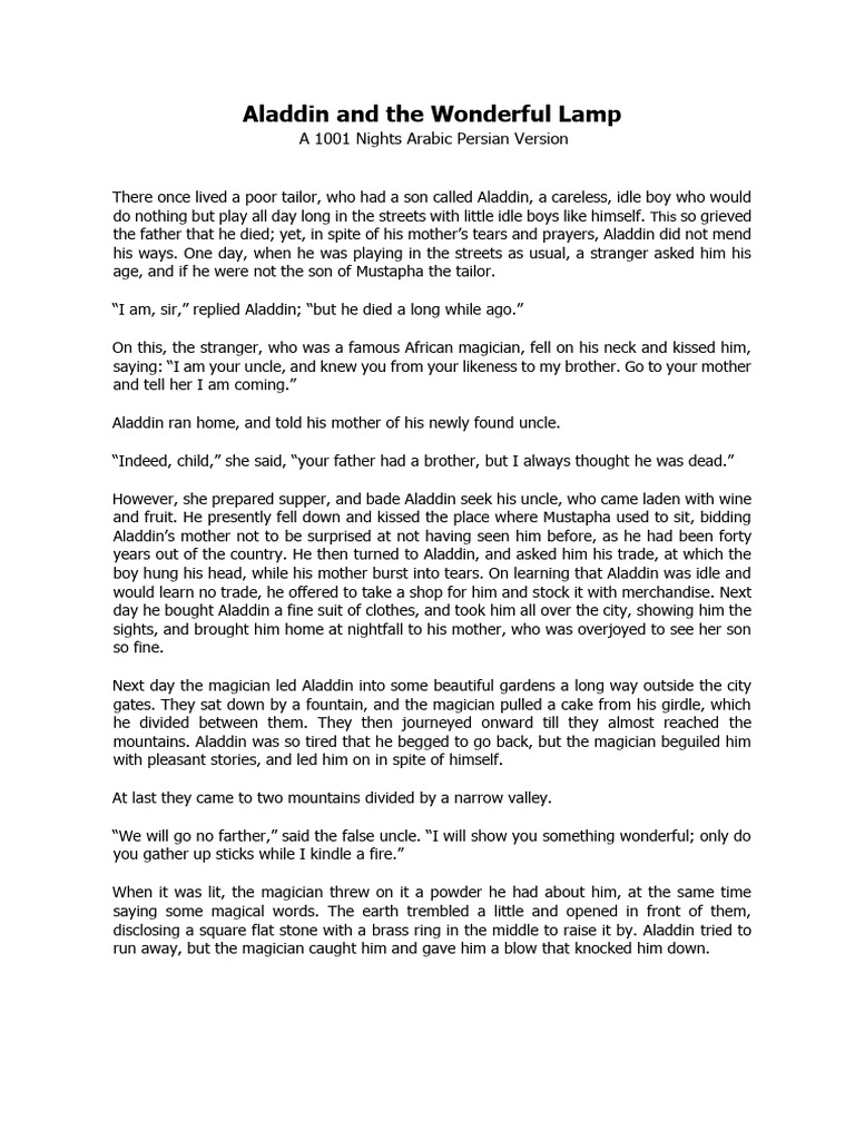 Aladdin's Magical Adventure Unfolds | PDF | Art | Poetry