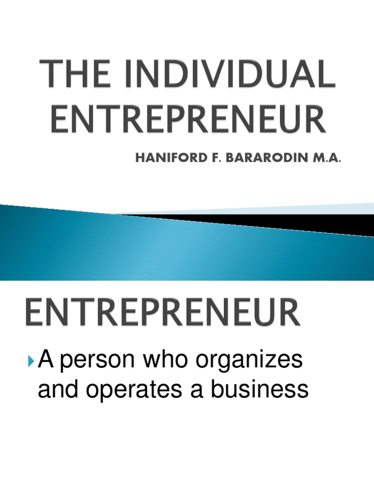 The Individual Entrepreneur | PDF