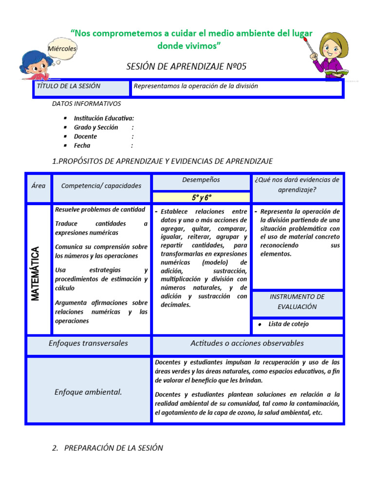 5° y 6° Miércoles 24 Sesion Representamos La Operacion de La División ...