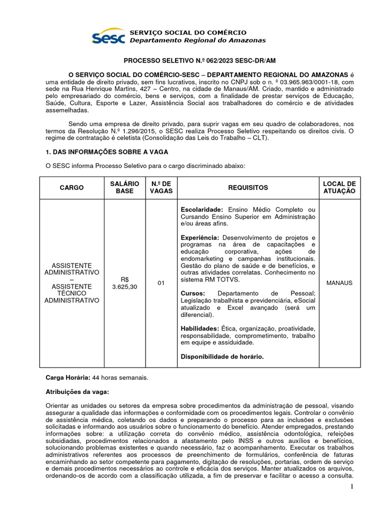 062 2023 Assistente Administrativo - Assistente Técnico Administrativo | PDF