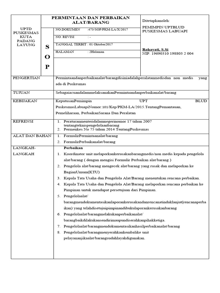 SOP Permintaan Barang | PDF