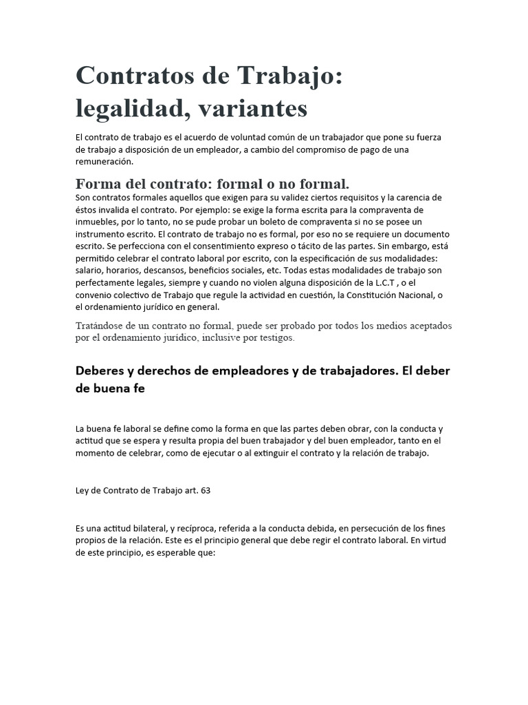 Contratos de Trabajo | Descargar gratis PDF | Derecho laboral | Salario