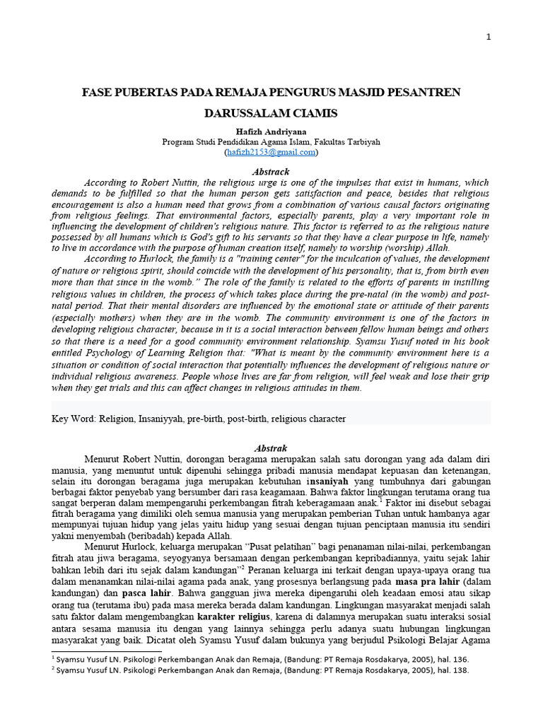 Artikel Psikologi Perkembangan | PDF