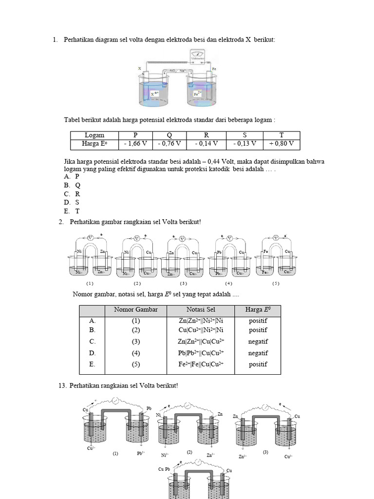 Diagram dan Tabel Sel Volta Elektrokimia | PDF