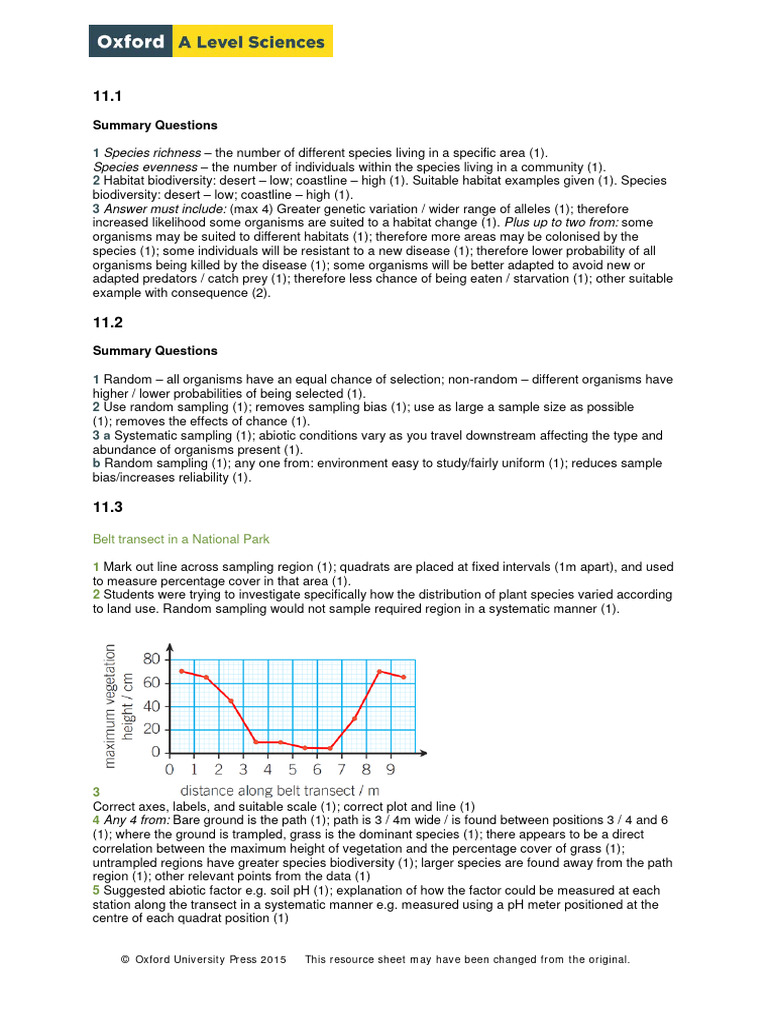 Chapter 11 Answers | PDF | Biodiversity | Habitat