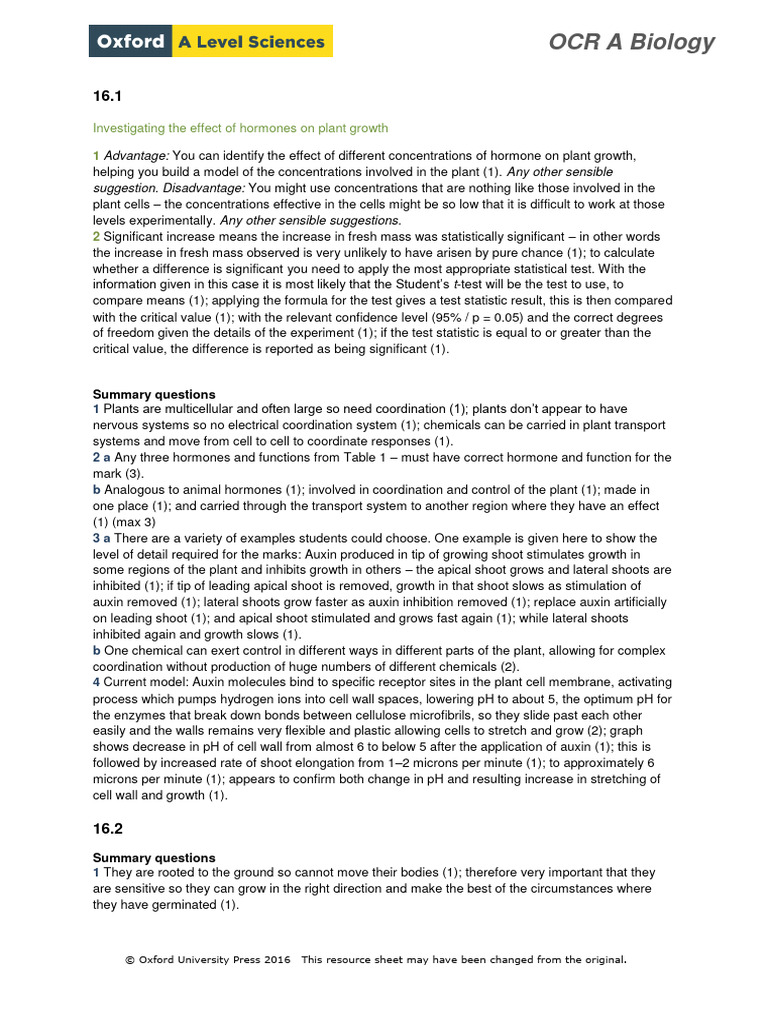 Chapter 16 Answers | PDF