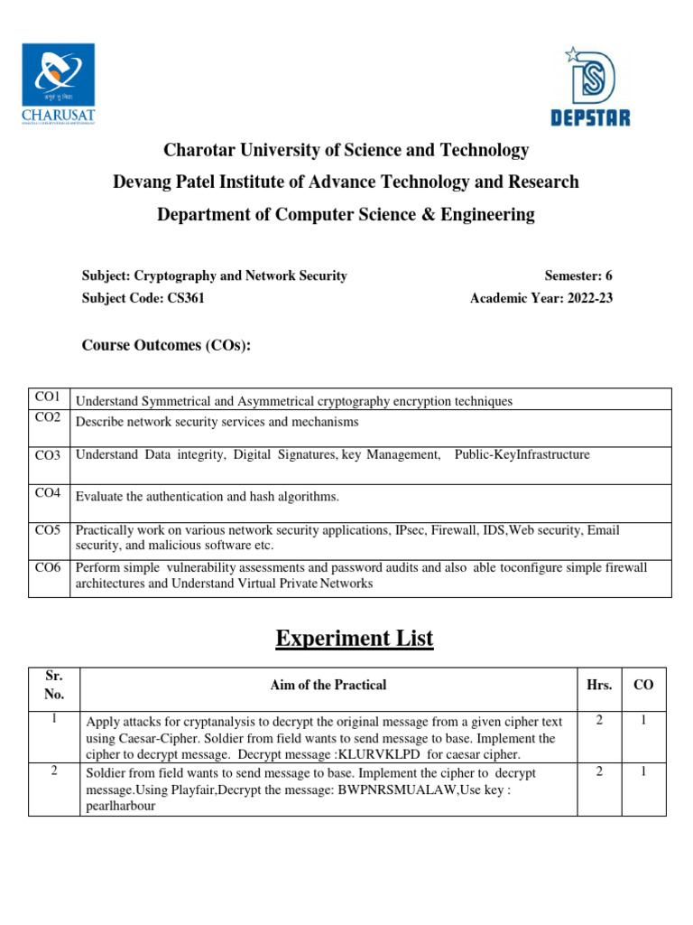 CS361 - CRNS - 22-23 - OBE Format - PracticalList | Download Free PDF ... CS361 - CRNS - 22-23 - OBE Format - PracticalList | Download Free PDF ...