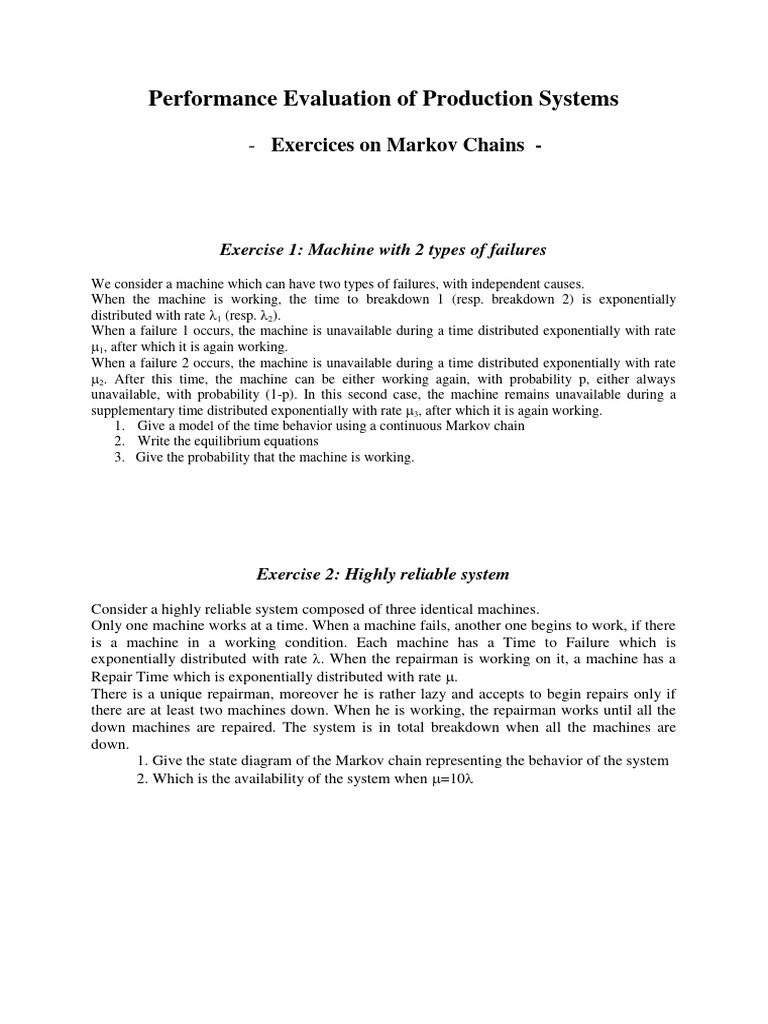 Exercises 1 - Markov Chains | PDF