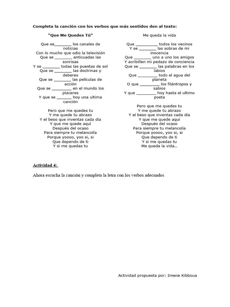 ejercicios de Que me quedes tú | PDF