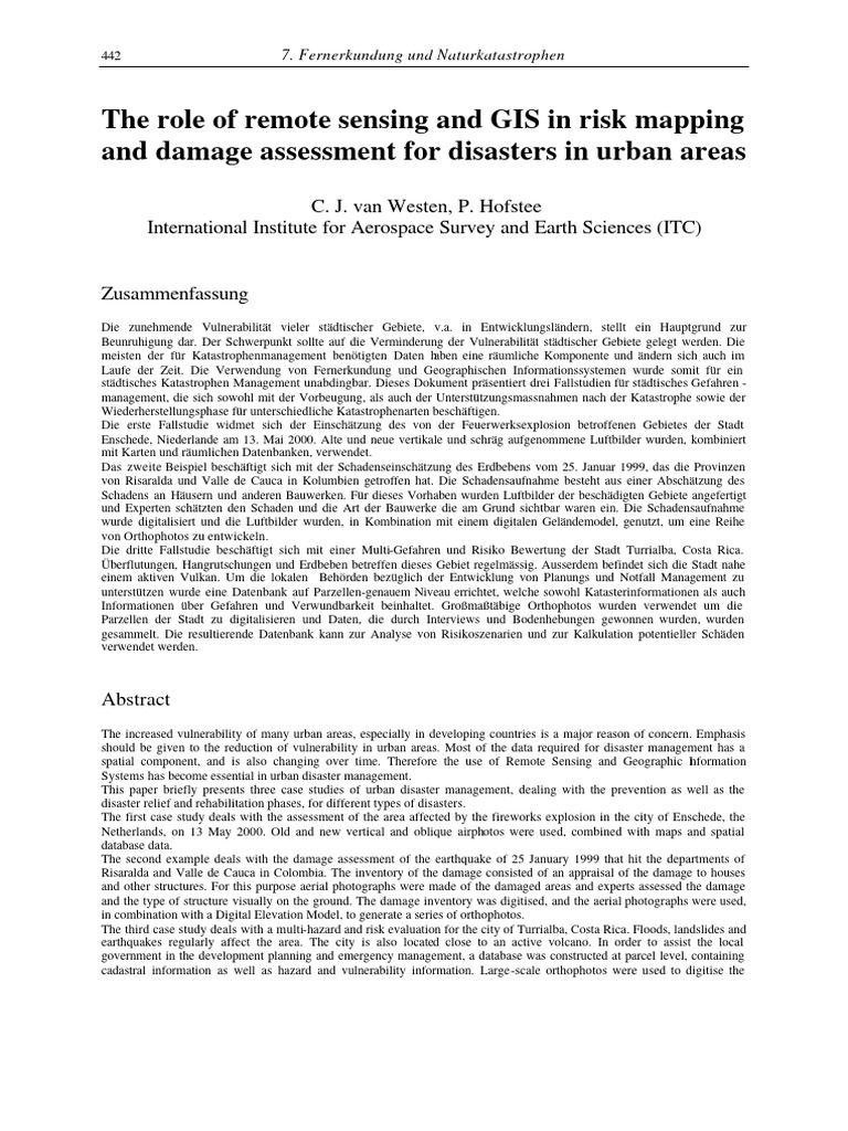 The Role of Remote Sensing and GIS in Risk Mapping | PDF