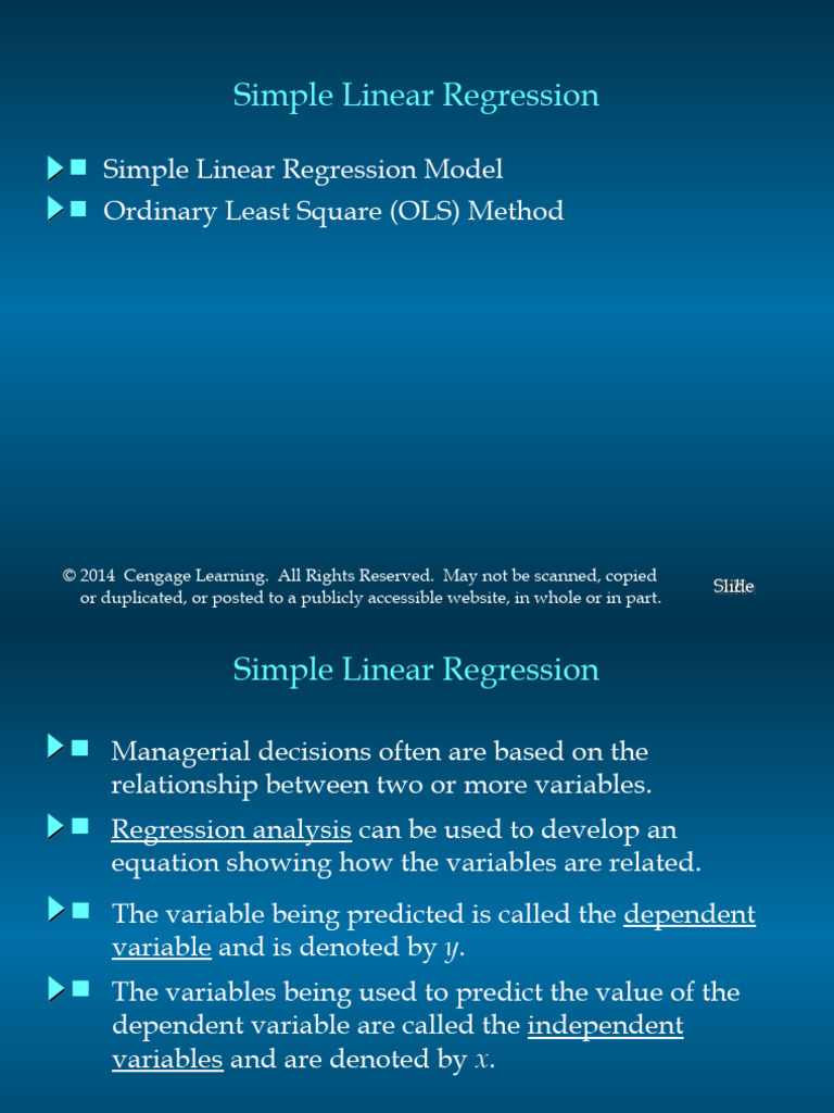Simple Linear Regression Model Ordinary Least Square (OLS) Method | PDF | Regression Analysis ...