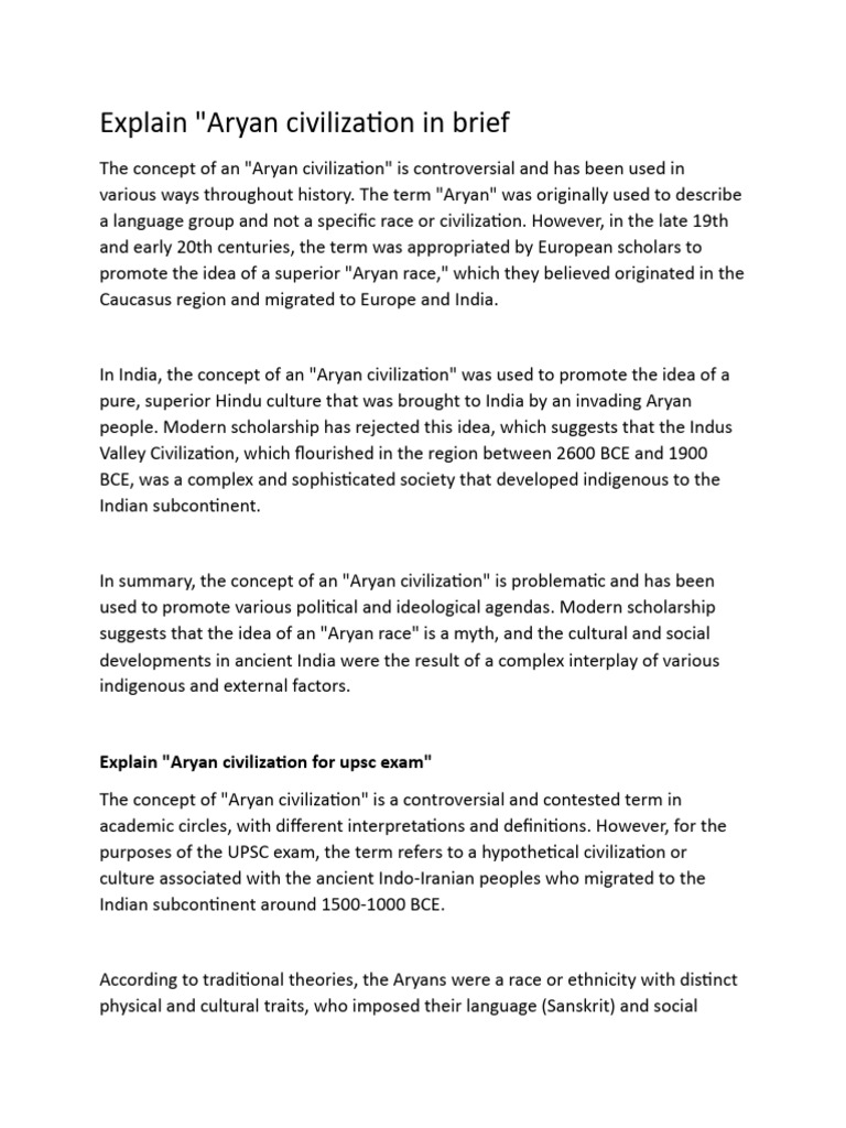 Aryan Civilization | PDF | Sanskrit | Race (Human Categorization)