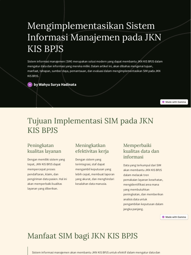 Mengimplementasikan Sistem Informasi Manajemen Pada JKN KIS BPJS | PDF
