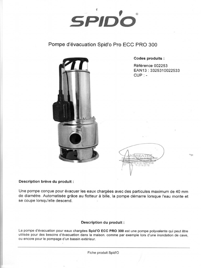 Spido Pompe Pro300 | PDF