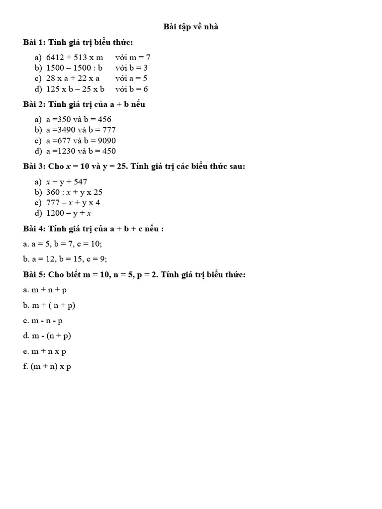 Bài tập về nhà | PDF