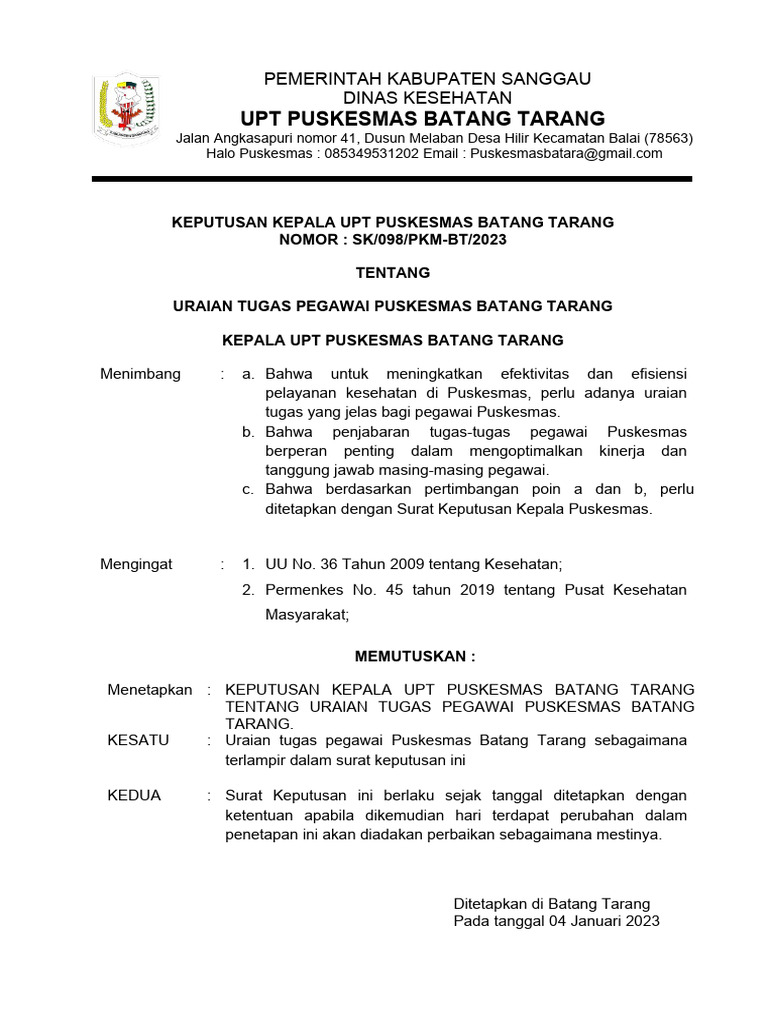 SK Uraian Tugas | PDF