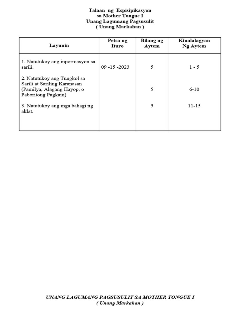 First Summative Test (1st) | PDF