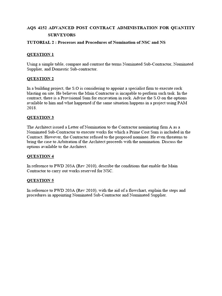 Nominated Suppliers in Construction Processes | PDF
