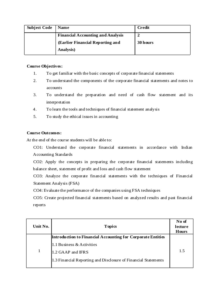 Financial Accounting Course Overview | PDF | Finance & Money Management