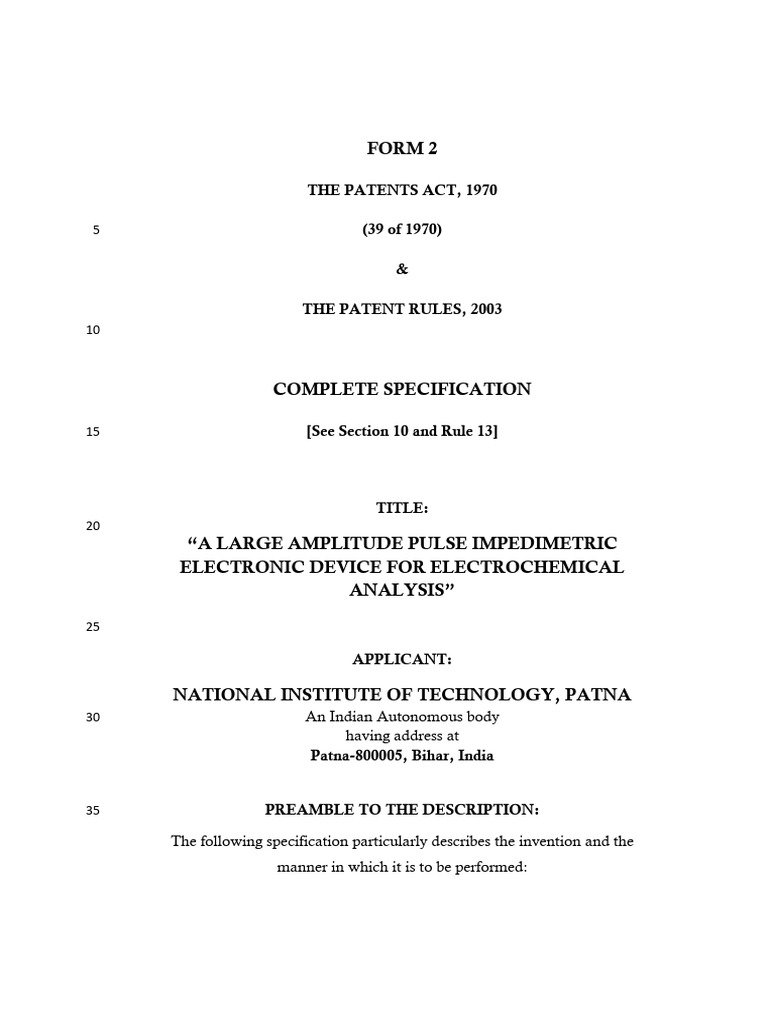 Form 2: The Patents Act, 1970 (39 of 1970) & The Patent Rules, 2003 ...