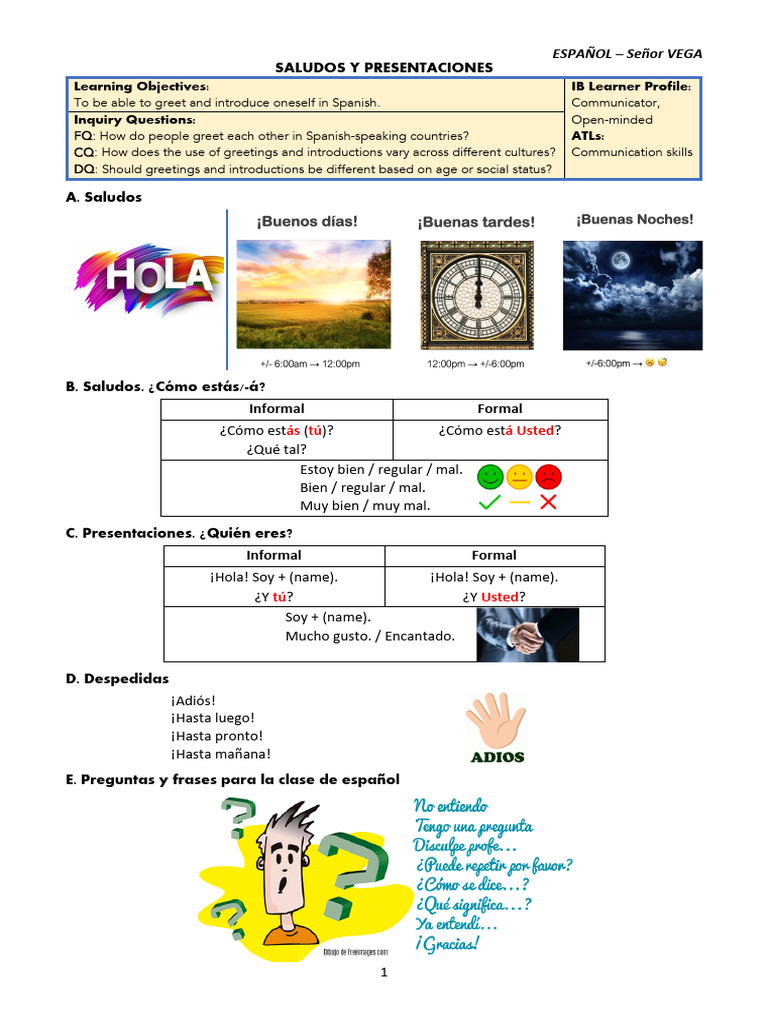Saludos y Presentaciones | PDF
