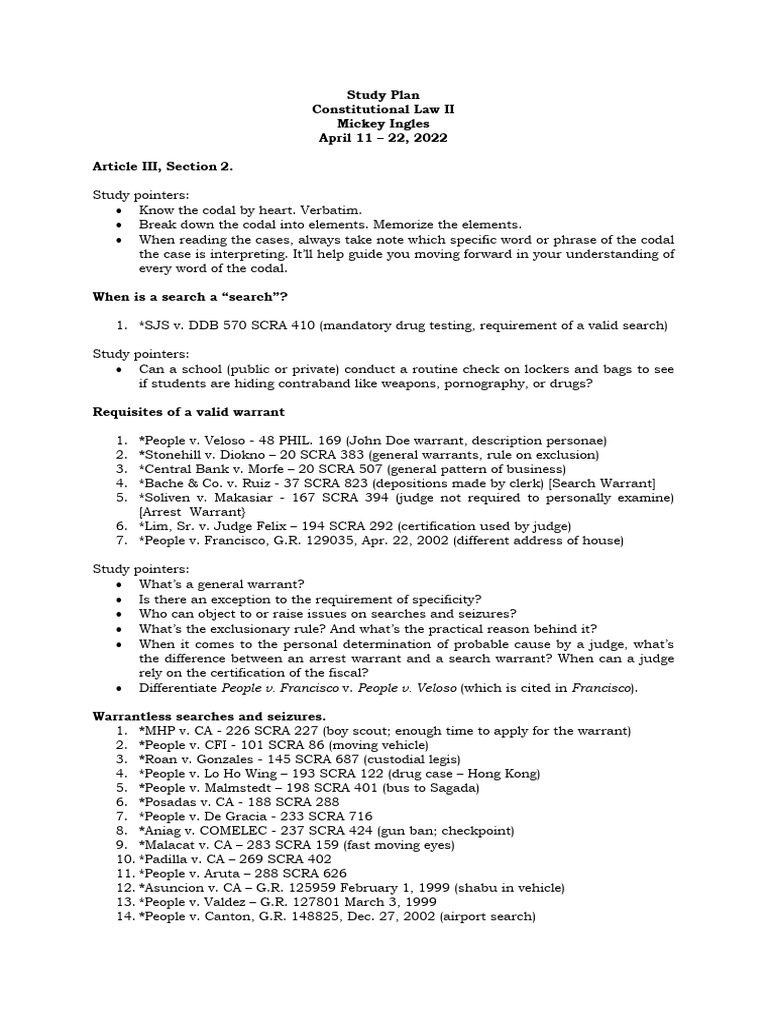 Article III, Section 2 Study Plan | Download Free PDF | Search Warrant ...