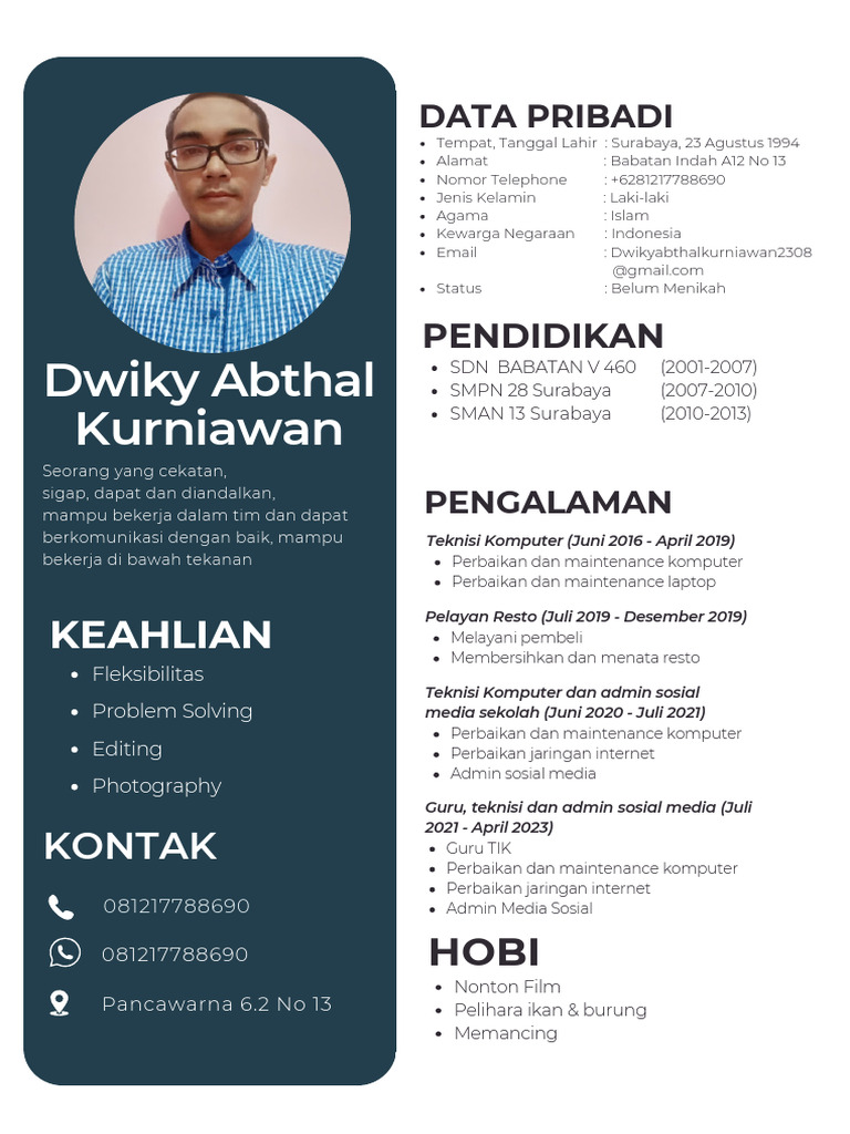 Blue Light Blue Color Blocks Flight Attendant CV | PDF