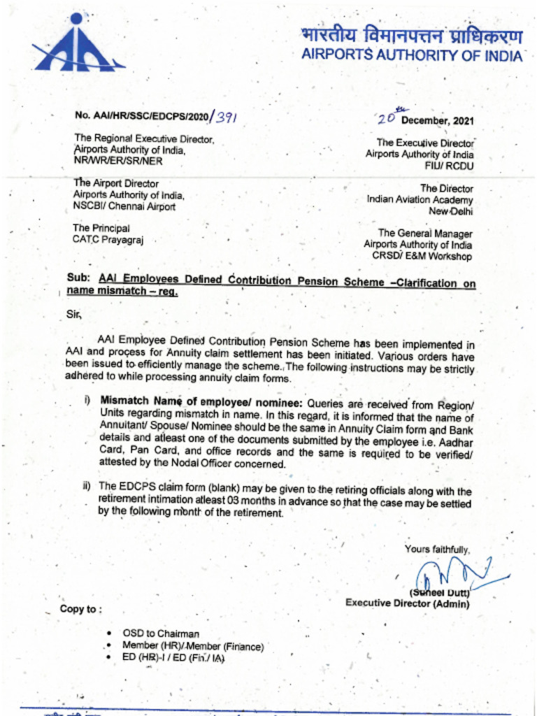 EDCPS - Clarification On Name Mismatch 20.12.2021 | PDF