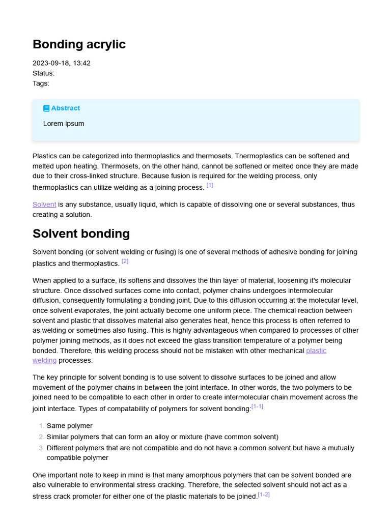 Bonding Acrylic | PDF | Science & Mathematics | Technology & Engineering