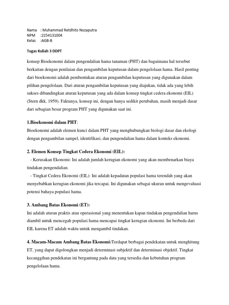 Konsep Bioekonomi Tugas DDPT | PDF