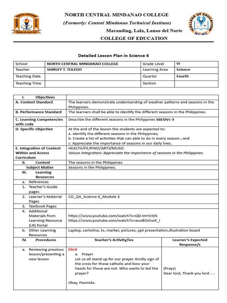 Detailed Lesson Plan: Seasons in Science 6 | PDF | Foreign Language Studies