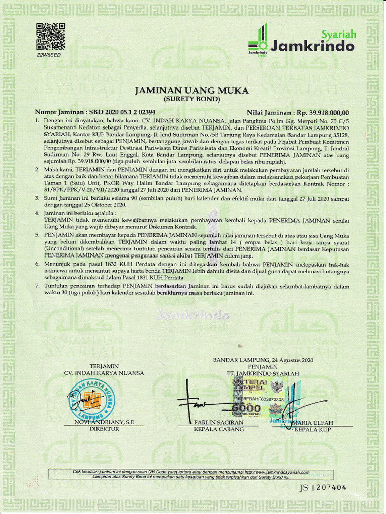 Jaminan Uang Muka IKN | PDF