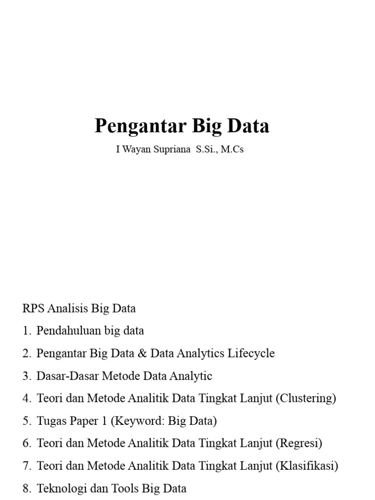 Pertemuan 1 (Pengantar Big Data) | PDF | Karier & Perkembangan