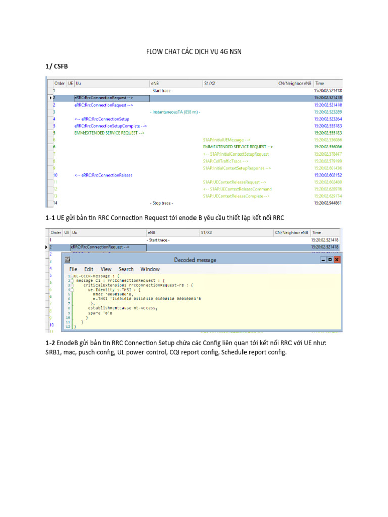 FLOW CHAT CÁC DỊCH VỤ 4G NSN | PDF