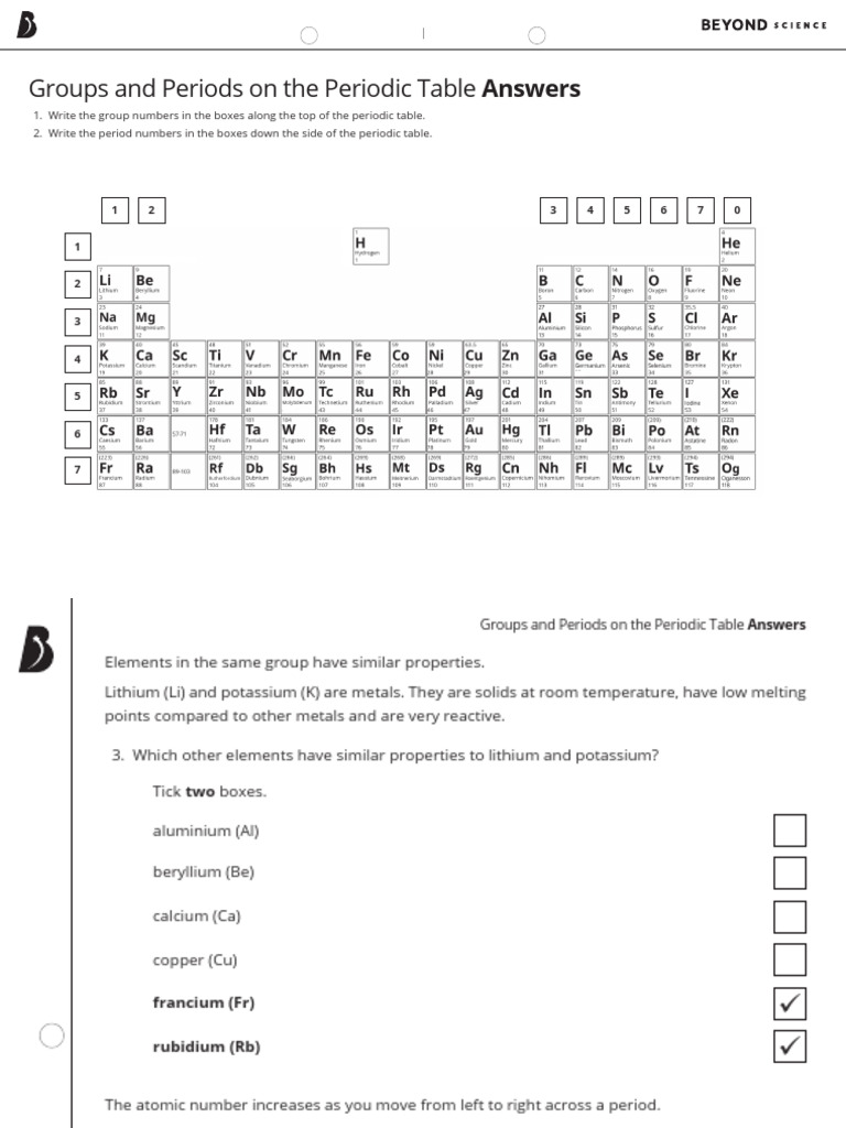 Periodic Table Groups and Periods Answers | PDF