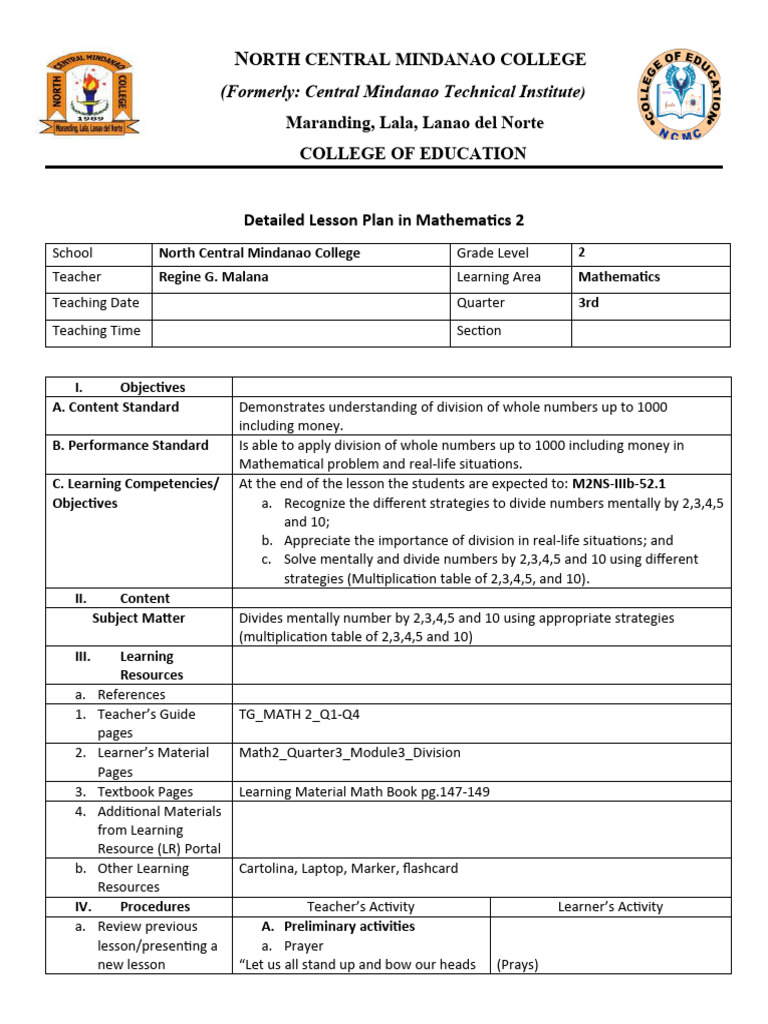 LP in Math 2 | PDF | Division (Mathematics) | Elementary Mathematics