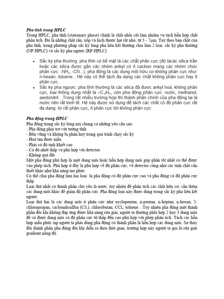 Pha Tĩnh Và Pha Đ NG Trong HPLC | PDF
