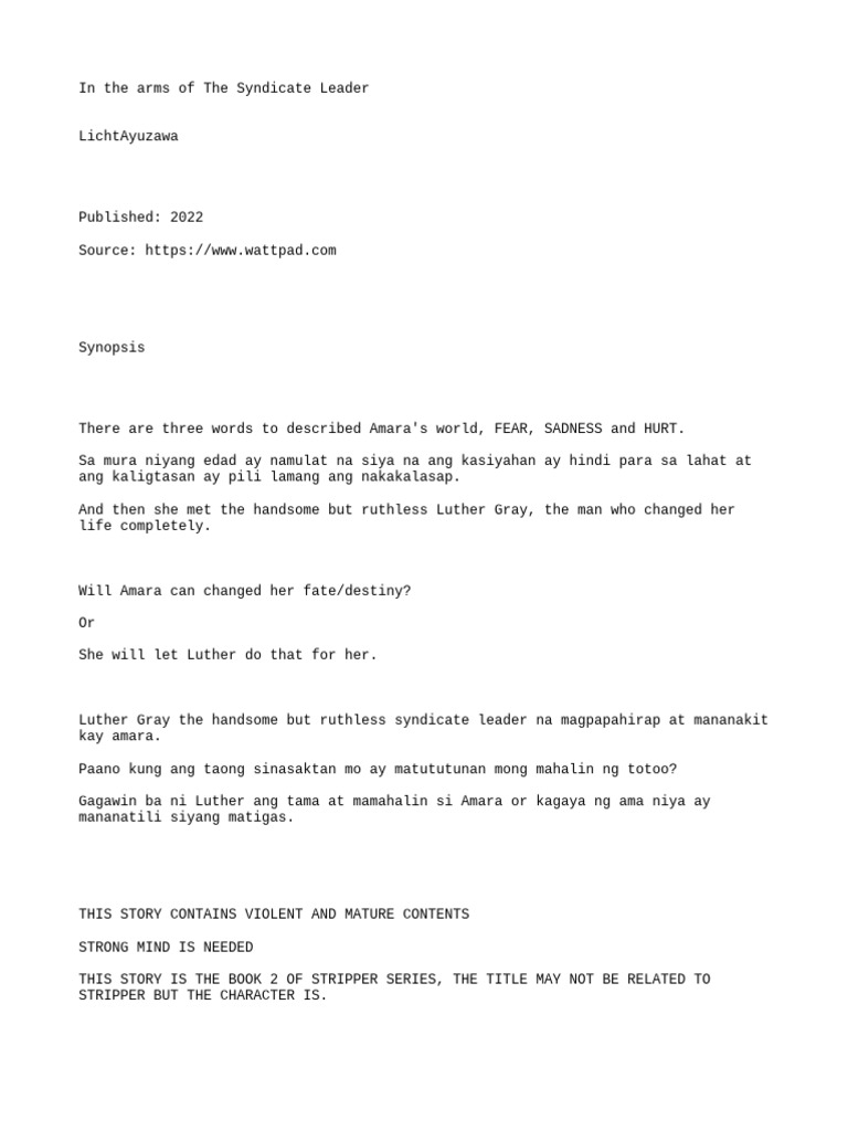 LichtAyuzawa in The Arms of The Syndicate Leader | PDF