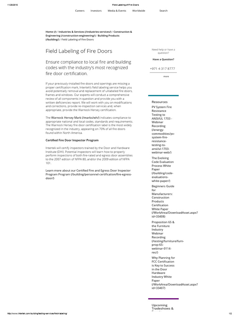 Field Labeling of Fire Doors | PDF