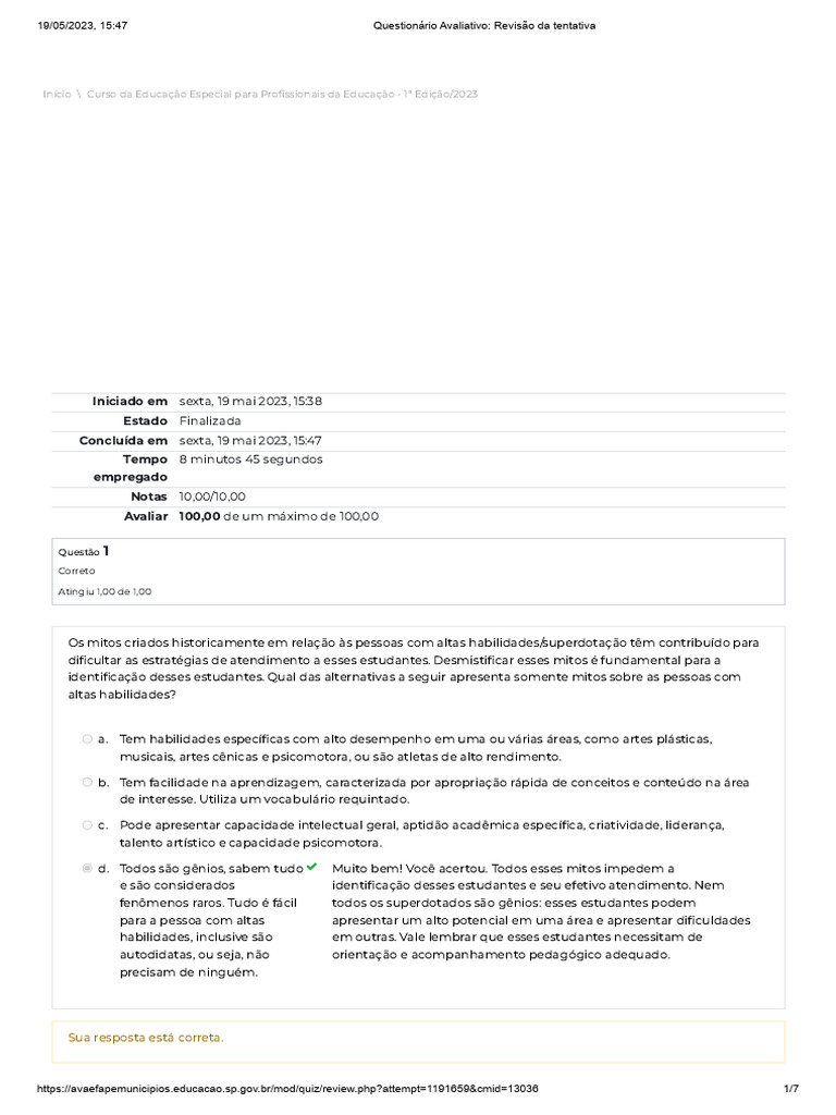 08. Questionário Avaliativo_ Módulo 6 - Altas habilidade e superdotação ...