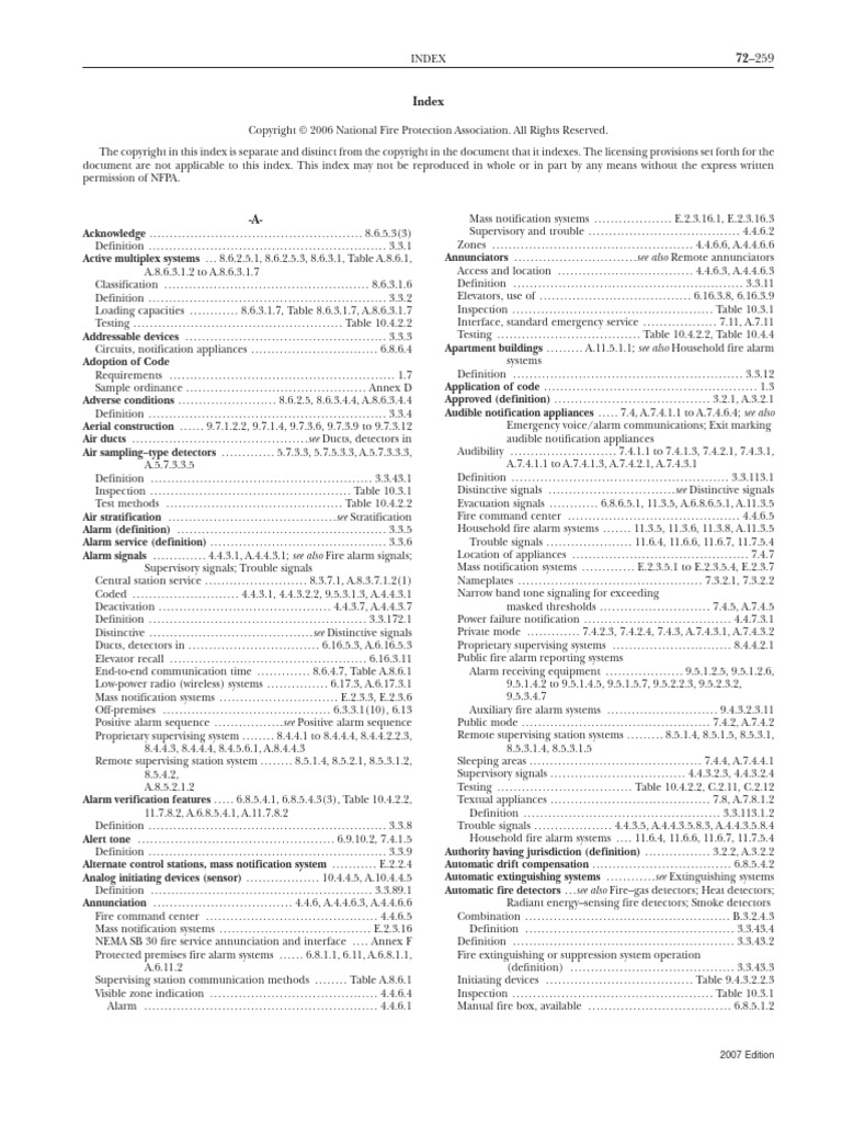 Nfpa 72 2007 Index | PDF | Manufactured Goods | Information And ...