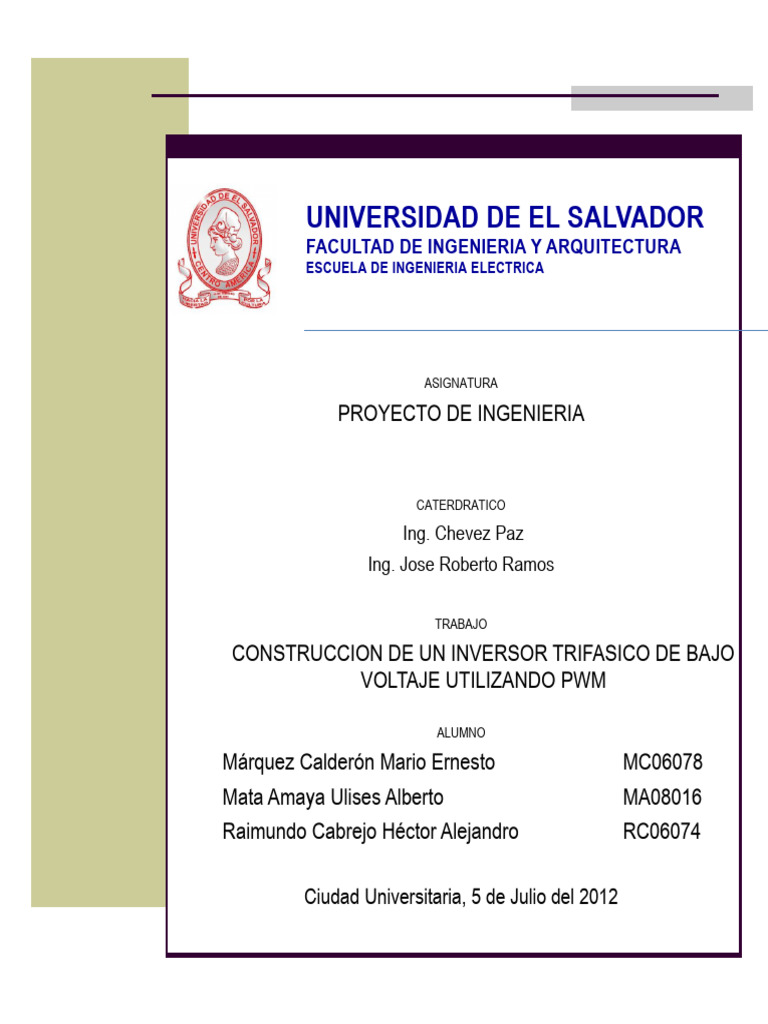 Reporte Final Proyecto de Ingenieria | PDF | Inversor de energia ...