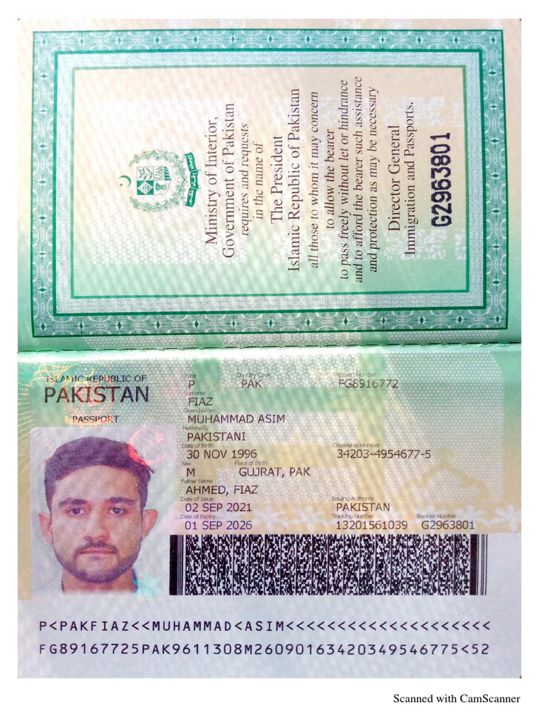 Muhammad Asim Fiaz Passport | PDF