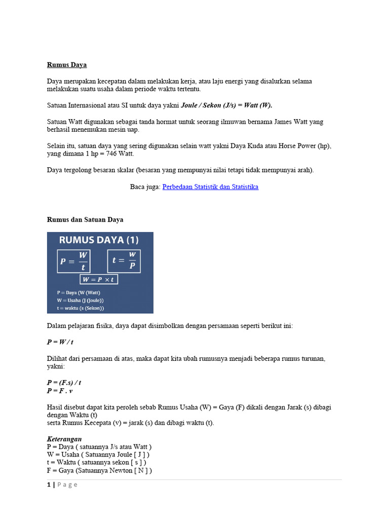 Rumus Daya | PDF